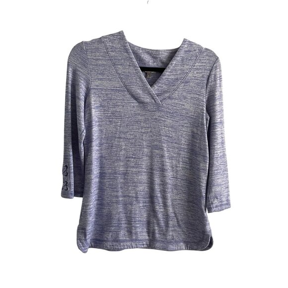 Talbots | Tops | T By Talbots Women Sp Purple Heathered Knit Lace Up 34 ...